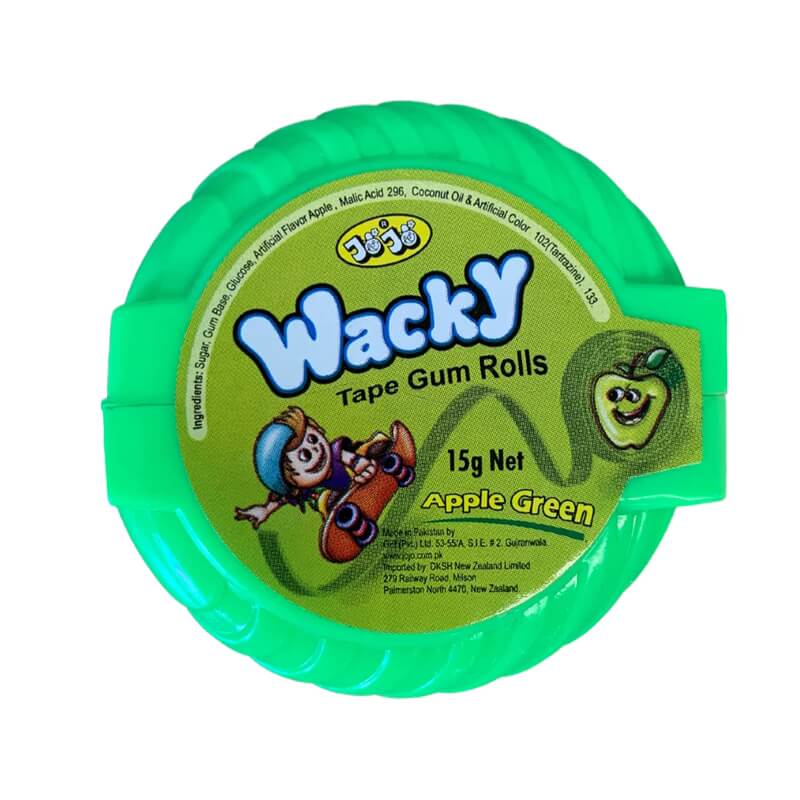 Wacky Tape Gum Rolls - Apple | Crazy Candies NZ Lolly Shop