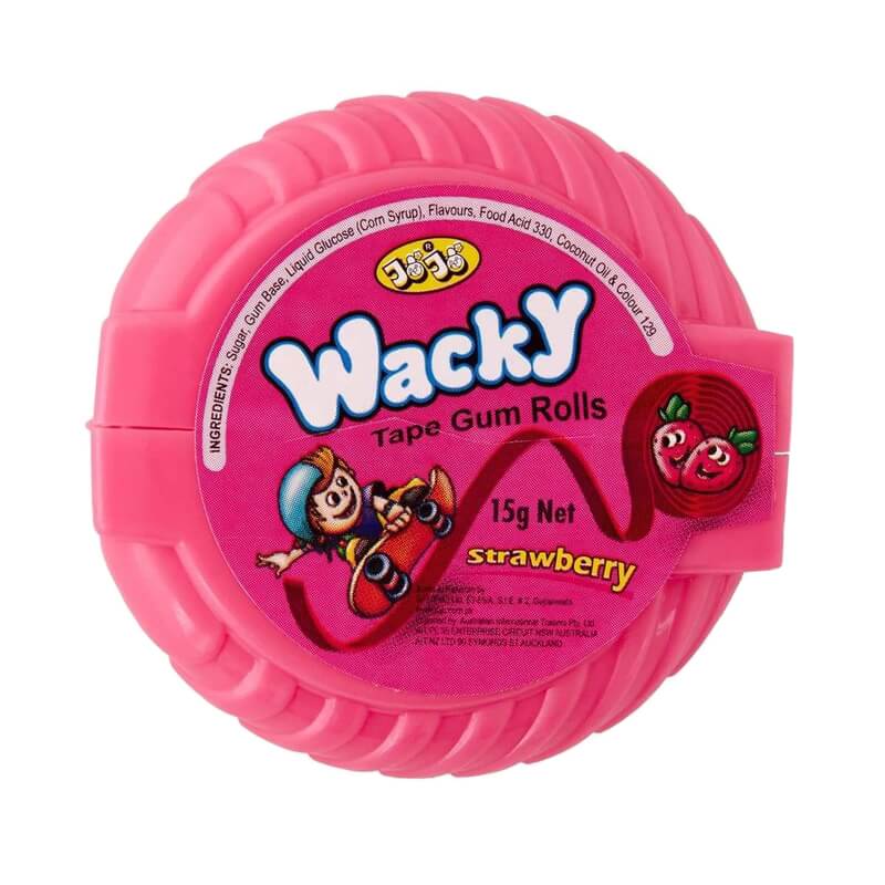 Wacky Tape Gum Rolls - Strawberry | Crazy Candies Lolly Shop